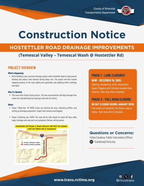 Construction Notice - Hostettler Road Drainage Improvements | County of ...