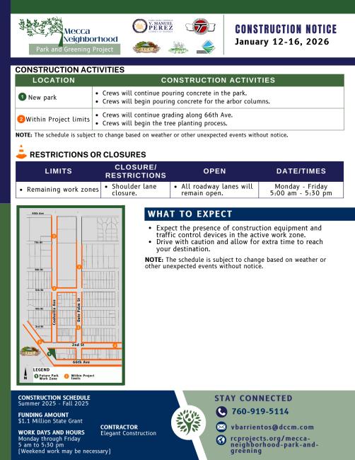 Project Update - Mecca Neighborhood Park & Greening Project | County of ...